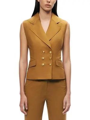 NOCTURNE Tailored Double-breasted Vest - Camel