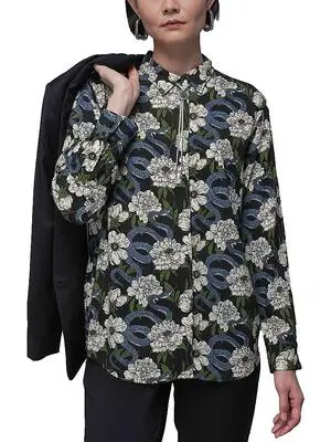 WILDFANG Empower Long Sleeve Button-up Shirt - Garden Snake Oat