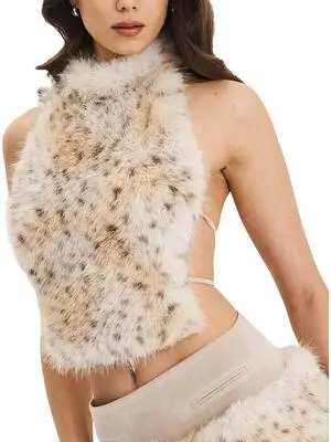 MISS CIRCLE Sasha Cheetah Backless Halter Top - Tan