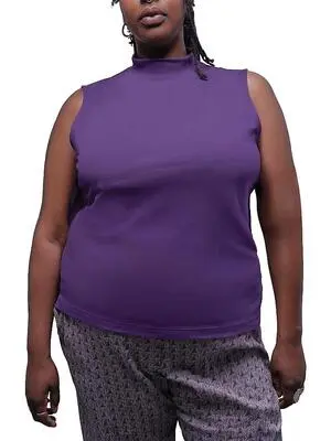 WILDFANG Everyday Mock Neck Tank Top - Plum