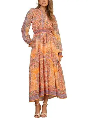 Hale Bob Eleanora Chiffon Maxi Dress - Orange