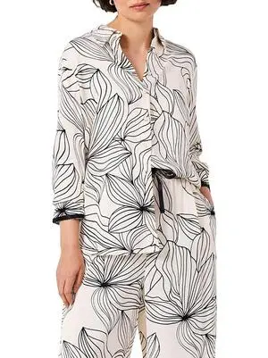 Mint Velvet Floral Print Satin Shirt - Cream