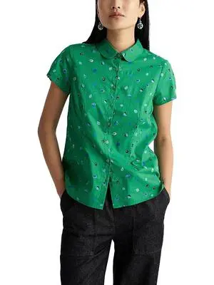 SEASALT CORNWALL Rushmaker Shirt - Petal Spot Bright Green