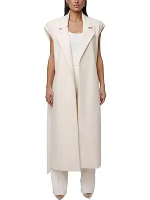 JLUXLABEL Woven Tie-waist Coat - Ivory