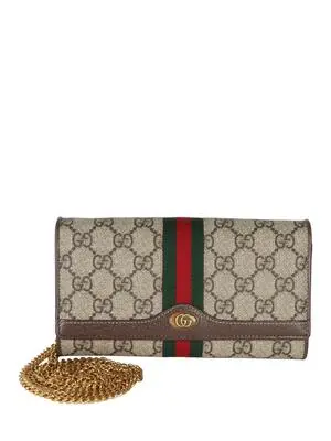 Gucci Gg Supreme Canvas Ophidia Wallet On Chain - Beige