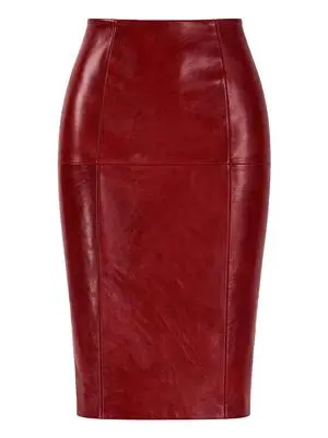 Sportmax Leather Midi Skirt - Bordeaux