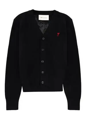 Ami Cardigan With Logo - Black