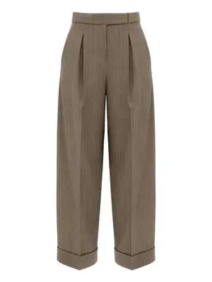 Max Mara Pinstripe Wide Leg Trousers - Brown