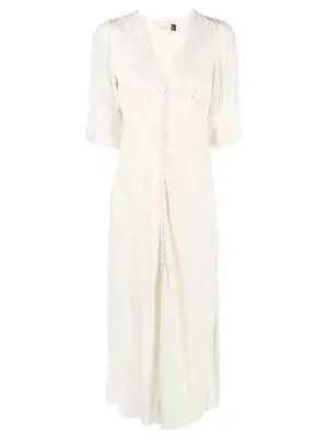 Rixo Simone Lace-trim Midi Dress - Neutrals