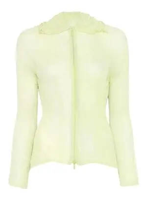 Issey Miyake Zip-fastening Shirt With Ruffled Collar - Green