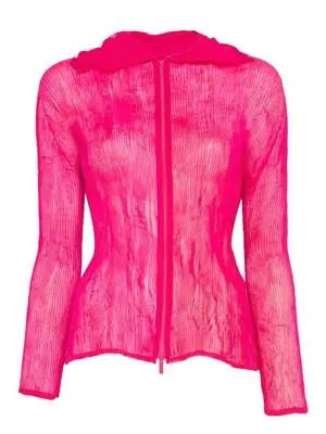 Issey Miyake Ruffled Zip-fastening Shirt - Pink