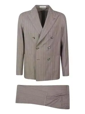 Tagliatore Pinstripe Double-breasted Suit - Brown