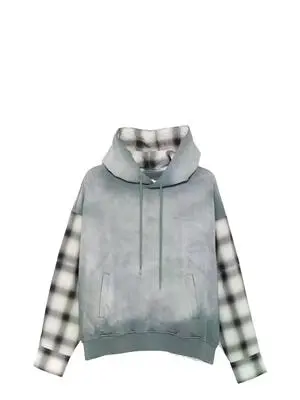 FENG CHEN WANG Check-pattern Sleeve Hoodie - Grey