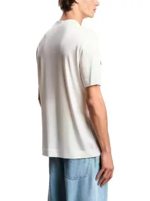 Emporio Armani Lyocell Blend Jersey T-shirt With Soft-touch Embossed Logo - White
