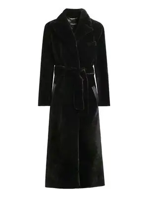 Dolce & Gabbana Single-breasted Shearling Coat - Black