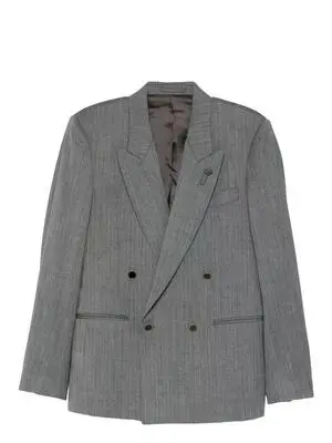 LARDINI Double-breasted Herringbone Blazer