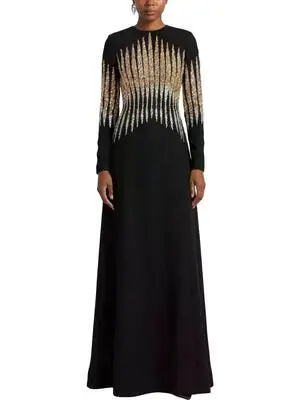DINA MELWANI Embellished Gown - Black