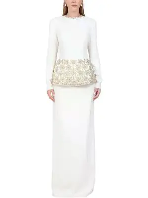 DINA MELWANI Crystal-embellished Maxi Dress - White
