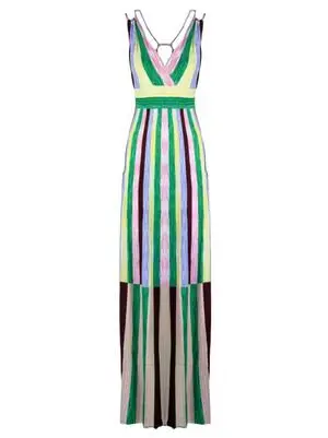 Pho Firenze Striped V-neck Dress - Green