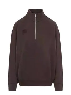 PANGAIA Half-zip Mock-neck Sweatshirt - Brown