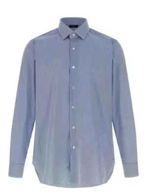 BARBA NAPOLI Striped Buttoned Cotton Shirt - Blue