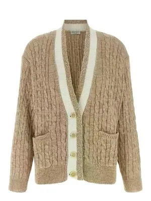 Brunello Cucinelli Braided V-neck Cardigan - Neutrals