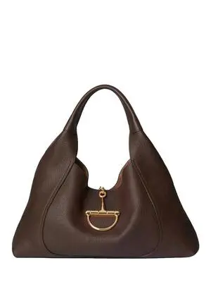 Gucci Shoulder Bag With Horsebit Detail - Brown