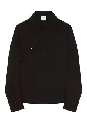 COURREGES Long-sleeve Button-detail Shirt - Black