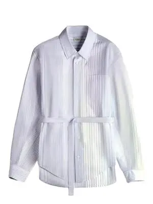 TOD'S Striped Belted Shirt - Blue