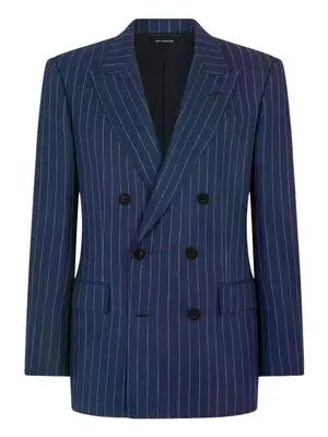 TOM FORD Pinstripe Double-breasted Jacket - Blue
