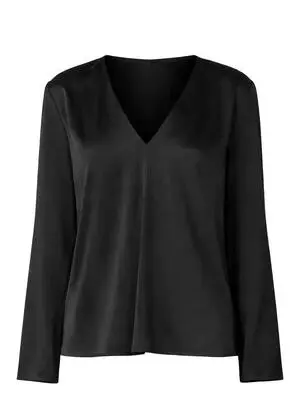 JUCCA V-neck Long-sleeved Blouse - Black