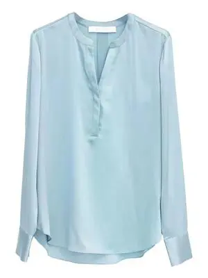 HERZEN'S ANGELEGENHEIT V-neck Long-sleeve Blouse - Blue