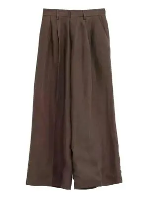 ERL Pleated Wide-leg Trousers - Brown