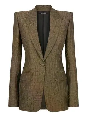 TOM FORD Crocodile-effect Single-breasted Blazer - Green