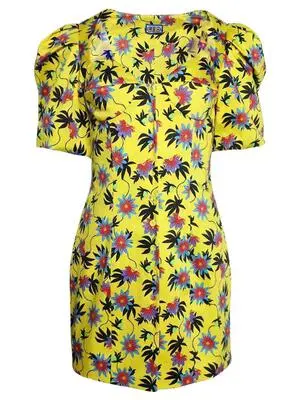 Lhd Floral Mini Dress - Yellow