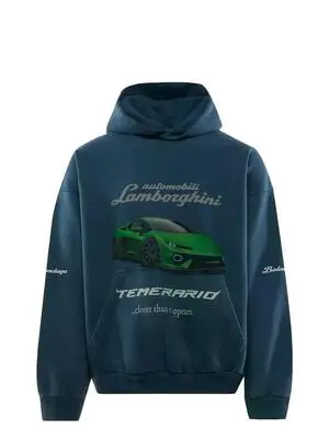 Balenciaga X Automobili Lamborghini Graphic-print Hoodie - Blue