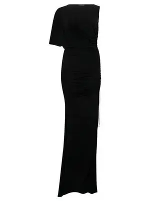 Roberto Cavalli Asymmetric Draped Maxi Dress - Black