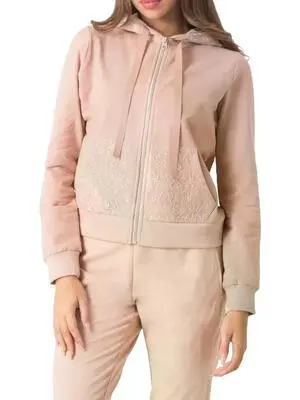 DIMENSIONE DANZA Lace-detail Hoodie - Pink