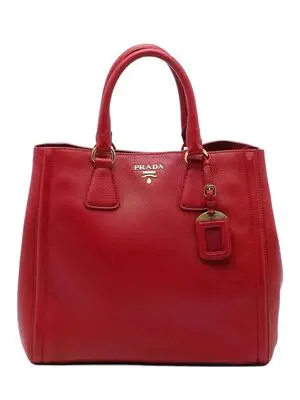 Prada Vitello Daino Open Convertible Tote Satchel 2010-2025 - Red