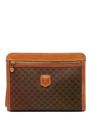 Celine 1994 Macadam Coated Canvas Clutch Bag - Brown