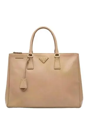 Prada Galleria Double Zip Tote Bag - Brown