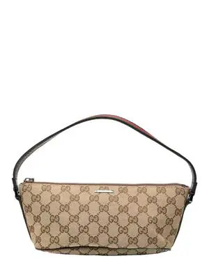 Gucci Gg Canvas Web Boat Shoulder Bag - Brown