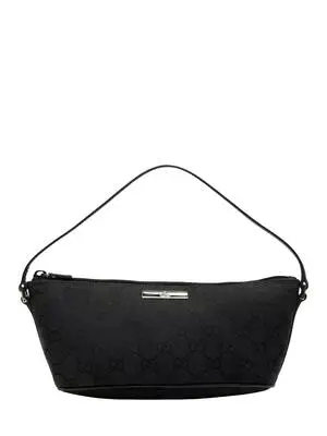 Gucci Gg Canvas Boat Shoulder Bag - Black