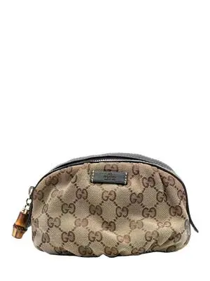 Gucci Gg Canvas Bamboo Cosmetic Pouch - Brown
