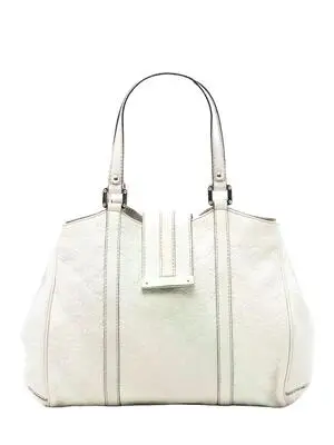 Gucci Ssima Embossed Leather Tote Bag - White