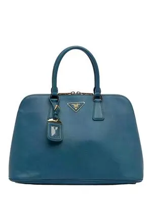 Prada Large Saffiano Lux Promenade Satchel - Blue