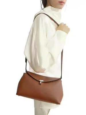 TOTEME Grained-Leather Clutch Brown
