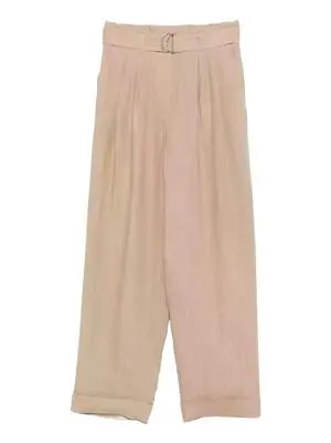 PANICALE Belted Pleated Trousers - Neutrals
