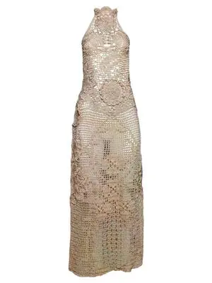 ANDREA ALMEIDA Crochet Halter Dress - Neutrals