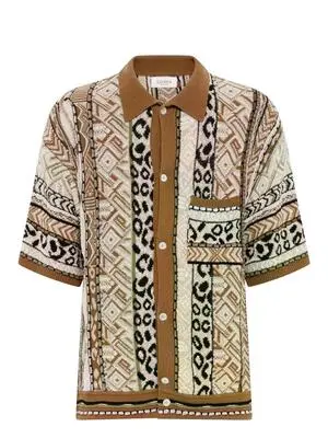 LANEUS Patterned Knitted Shirt
